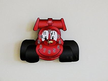 Childrens boys girls cars wall clock duo clock racing cars shaped ...