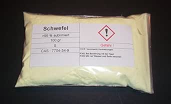 100 g de azufre, sublimado, de baja acidez y con una pureza superior al ...