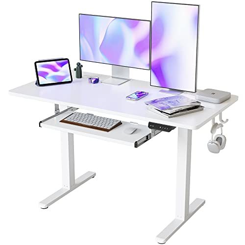 FEZIBO Height Adjustable Electric Standing Desk with Keyboard Tray, 48 ...