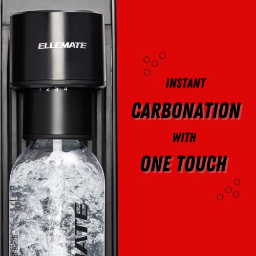 Ellemate Dynamic (Black) - Soda Maker/Cordless, Adjustable Fizz Levels for ANY Liquid/Make Sodas ...