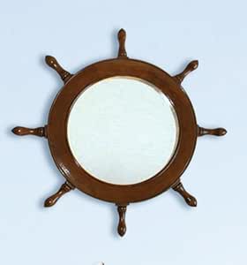 Amazon.com: SH 17.5" Wooden Ship Wheel Mirror: Wall Mounted Mirrors ...
