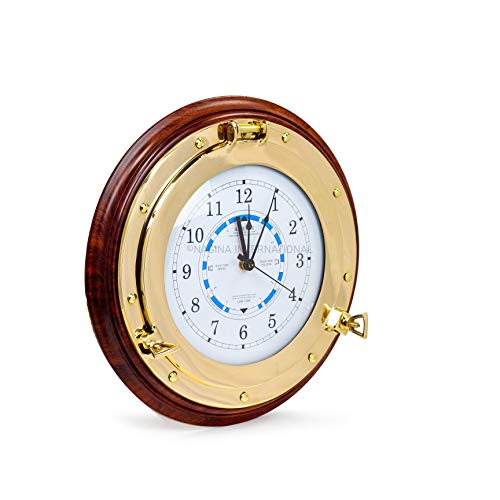 Nagina International Nautical Time Tide Clock On Premium Wooden Base ...