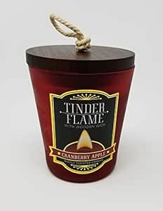 Tinder Flame Richly Scented Wooden Wick Candle - Cranberry Apple - 7.8 ...