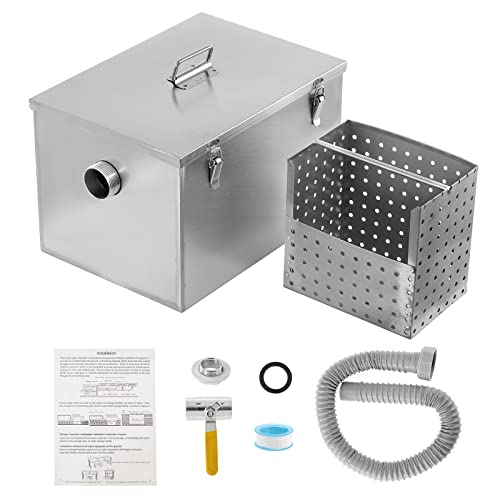 IRONWALLS 8LBS Commercial Grease Trap, Side Inlet Stainless Steel ...
