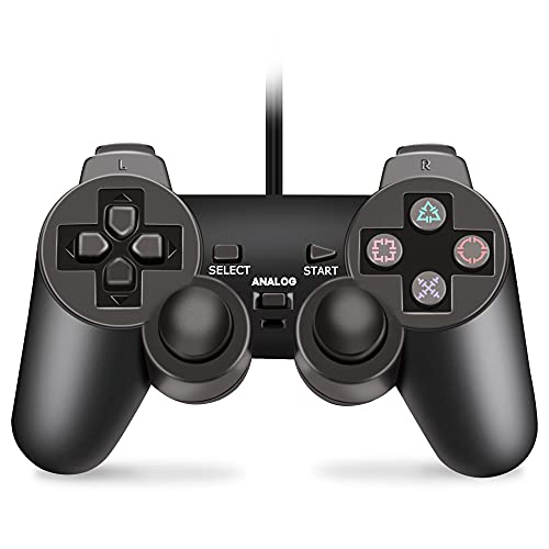 Wired Controller for PS2 Console, Dual Vibration Game Controller ...