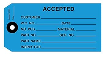 Amazon.com: 500 Pack Accepted Tag, Size #5, Blue 4-3/4" x 2-3/8 ...