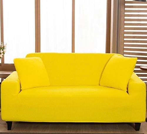 Solid Color Corn Fleece Yellow Sofa Cover Stretch Sofa Slipcover 1 ...