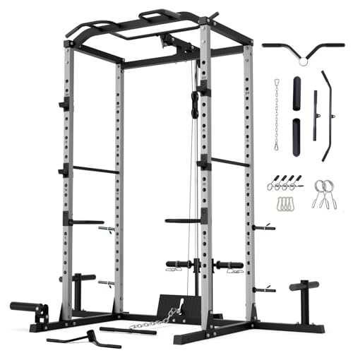 VANSWE Power Cage with LAT Pulldown Attachment, 1200-Pound Capacity ...