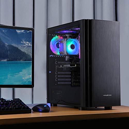 ABKONCORE C750 PC Case, Mid-Tower Case with Tempered Glass Side Panel ...