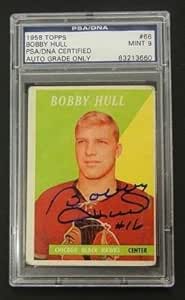 BOBBY HULL SIGNED 1958 TOPPS ROOKIE CARD #66 PSA/DNA Auto MINT 9 ...