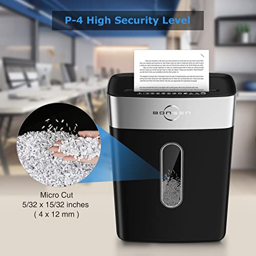 BONSEN Paper Shredder, 6-Sheet Micro Cut Paper, Credit Card, Staples ...