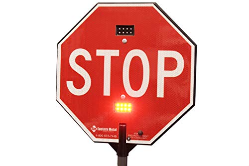 Flagger Helper 18″ Dual LED Stop/Stop Paddle. Reflective for School ...