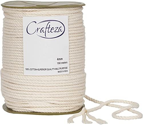 Crafteza 4mm X 492 ft Macrame Cord - 3 Strand Macrame Rope Made in ...
