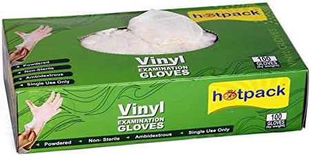 Hotpack Disposable Vinyl Gloves Powdered Large, Non Sterile, Food Safe ...