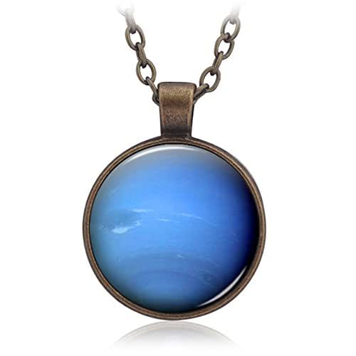 Amazon.com: Neptune Necklace, Photo Dome Galaxy Jewelry,Glass Cabochon ...