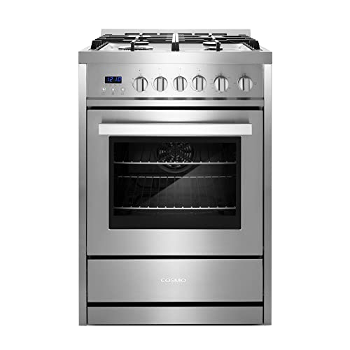 COSMO 24 in. 2.73 cu. ft. Single Oven Gas Range with 4 Burner Cooktop ...