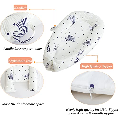 NTCOCO Baby Lounger Baby Nest 100% Soft Breathable Cotton Co-Sleeping ...