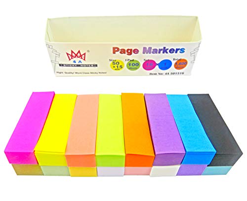 4A Sticky Notes, 0.6 X 2 Inches, Small Size,16 Colors, Self-Stick Notes ...