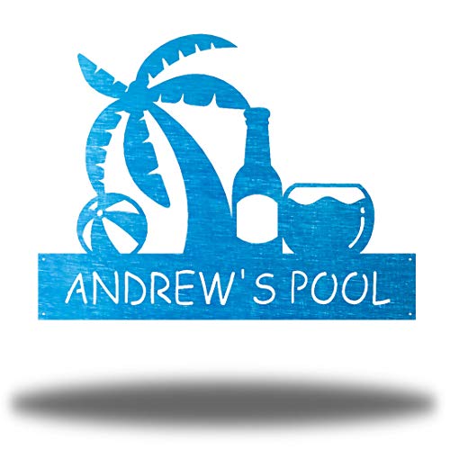 Riverside Designs Pool Sign Custom Monogram Coastal Ocean Beach Metal ...