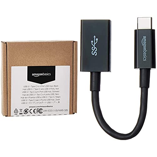 Amazon Basics USB 3.1 Type-C to 4 Port USB Adapter Hub - Black & USB ...