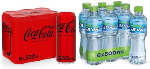 Coca-Cola Zero Soft Drink In Can, 330 Ml (Pack Of 6) + Arwa Drinking Water, 500 Ml (Pack Of 6 ...