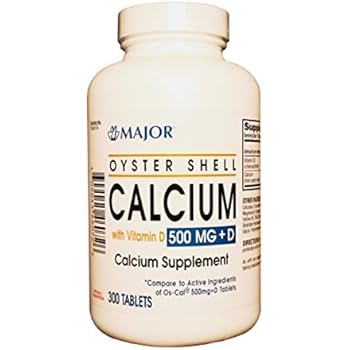 Amazon.com: Major, Oyster Shell Calcium with Vitamin D 500MG+D , 300 ...