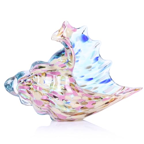 LCCCK Hand Blown Glass Conch Shell Sculpture, Sea Glass Art Figurines ...