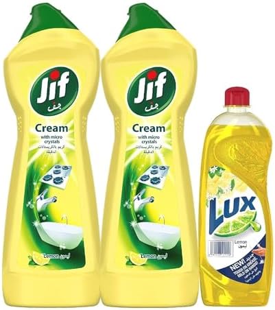 Jif Cream Cleaner Lemon + Lux Dishwash, 750ml (Pack of 2) + 375ml FREE ...