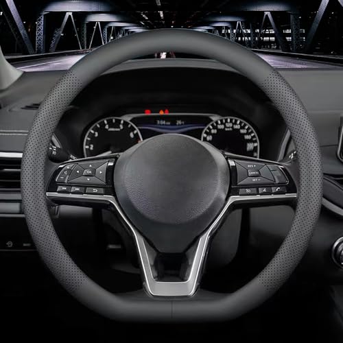 LKWLIKEI Nappa Leather D Shape car Steering Wheel Cover, Non-Slip ...
