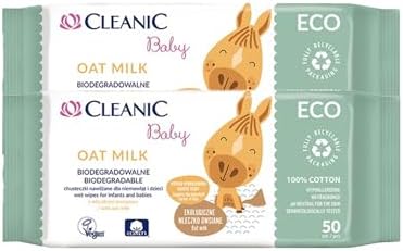 Cleanic Baby ECO Wet Wipes for Infants and Babies, Oat Milk - 50 Wipes ...
