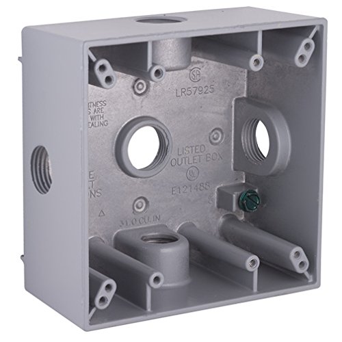 Hubbell-Raco 5342-0 Waterproof Box, 2 Gang, 5-3/4" Threaded Outlets: 1 ...