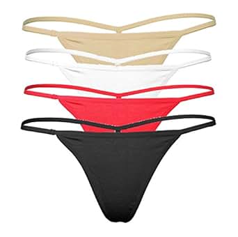 Cotton Whisper Women's Sexy Cotton T-string T-back 4 Pack Vary Color at ...