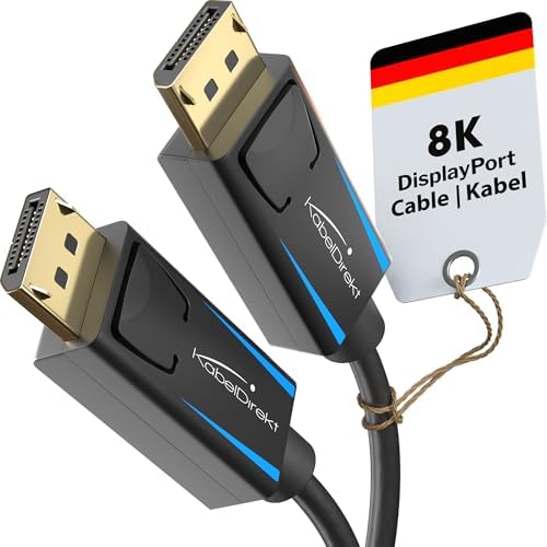 KabelDirekt 1102 1.5m 8K DisplayPort cable version 1.4 (supports 60Hz ...