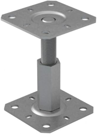 Galvanised 100-150mm Height Adjustable Elevated Post Base Support (100 ...