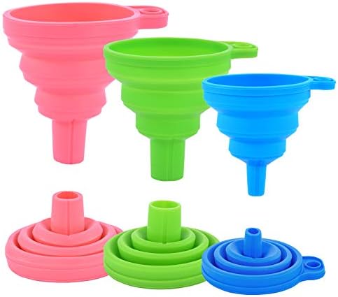 Kitchen Silicone Collapsible Funnel Set of 3,Small and Large,Flexible-Foldable-Cooking-Food ...