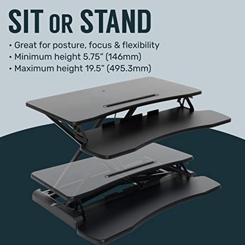 TechOrbits Height Adjustable Desk-37 Riser-Desktop Sit Stand Fits ...