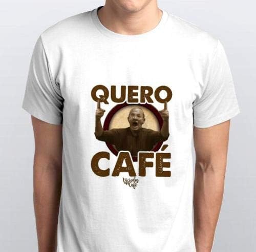 Camisa Camiseta Meme Quero Café Tshirt Top Desenho impresso:Branco ...