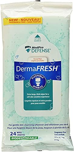 MedPro Defense Dermafresh Flushable Biodegradable Personal Wet Wipes, 9 ...