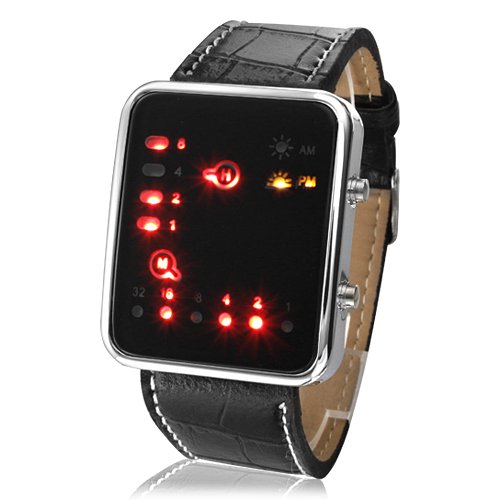 LightInTheBox Unisex LED Binary System Display Black PU Leather Wrist ...