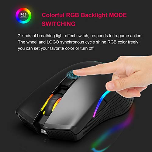 LED Wireless Gaming Mouse, Slim Rechargeable Wireless Silent Mouse with ...