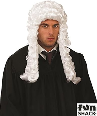 Mens White Judge'S Wig for Court Law Fancy Dress Accessory: Amazon.co ...
