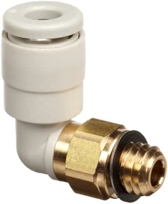 SMC KQ2L04-M6A PBT & Brass Push-to-Connect Tube Fitting, 90 Degree Elbow, 4 mm Tube OD x M6x1.0 ...