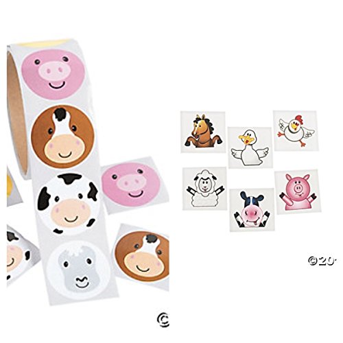 Buy 172 pce. Adorable Farm Party Favors/100 FARM ANIMAL Face STICKERS ...
