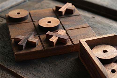 SiamMandalay Wooden Tic Tac Toe Set - Wood XOXO Board Game (Naughts and ...