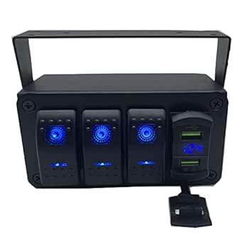 Marine Boat Panel 3 Gang Rocker Switch Box 12V ON Off Switch QC 3.0 ...