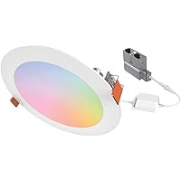HALO 6 Inch Color and Tunable White Slim Canless Smart Wi-Fi LED Recessed Downlight with WiZ Pro ...