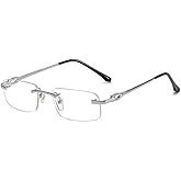 Retro Original Vintage Style Designer Rimless Clear Lens Rectangular ...