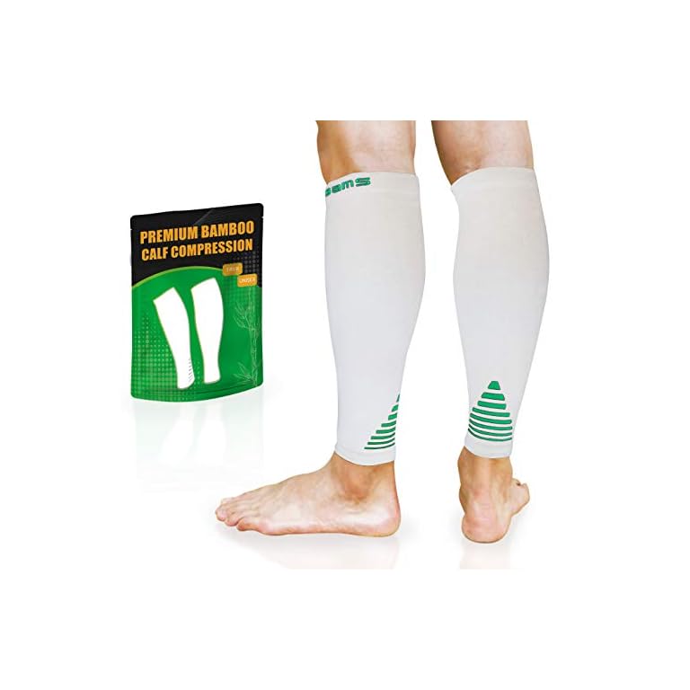 BAMS Bamboo Leg & Calf Compression Sleeve for Men & Women- Shin Splints ...