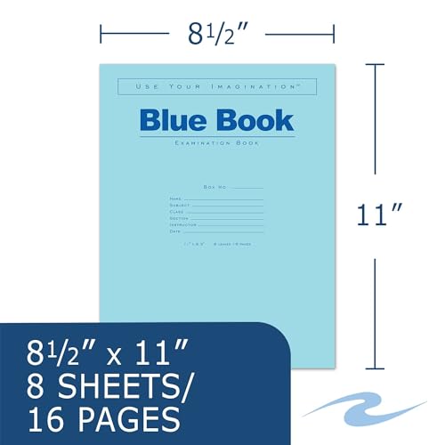 Roaring Spring Exam Blue Books, Case Of 500, 11" X 8.5", 8 Sheets/16 ...