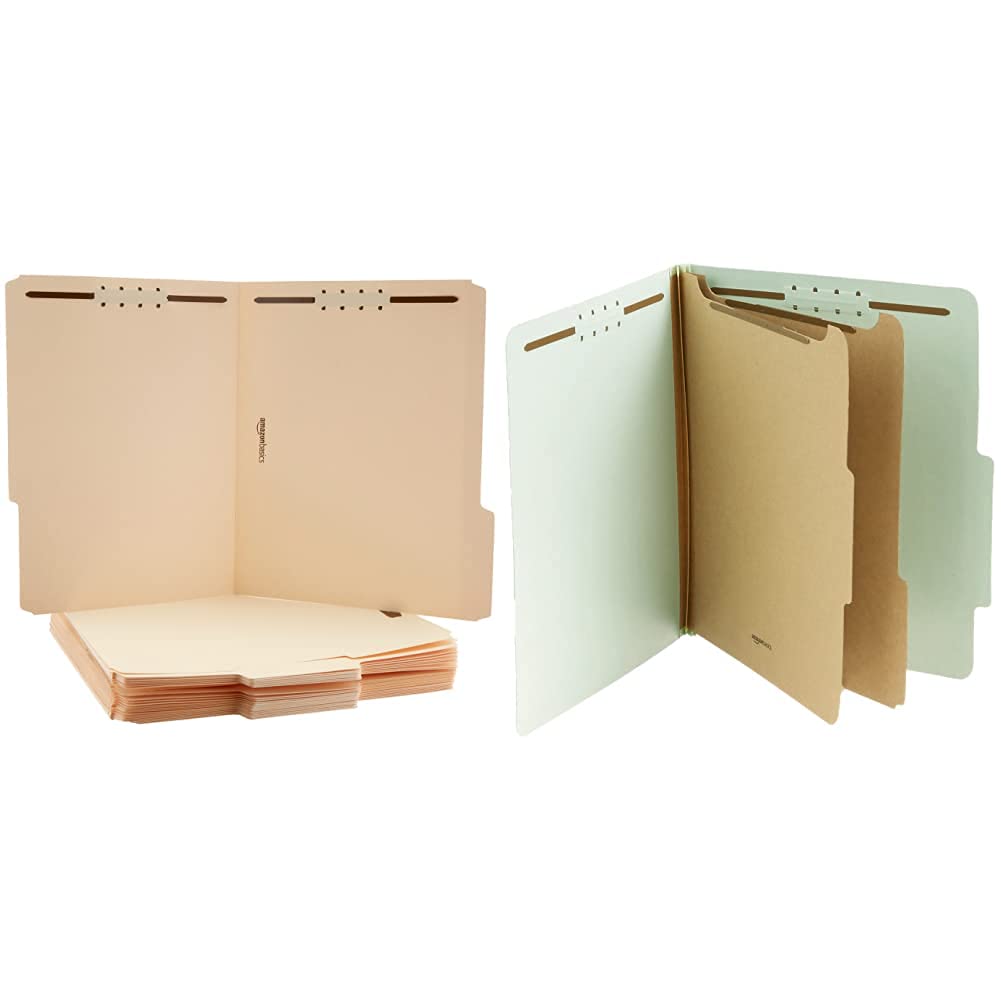 Buy Amazon Basics Manila File Folders with Fasteners - Letter Size, 100 ...